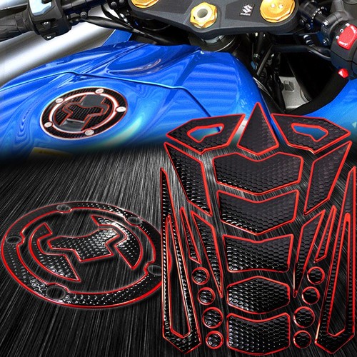24PC Perforate Black Tank Pad+Fuel Cap Cover 17-19 GSXR/GSXS 750/1000 ...
