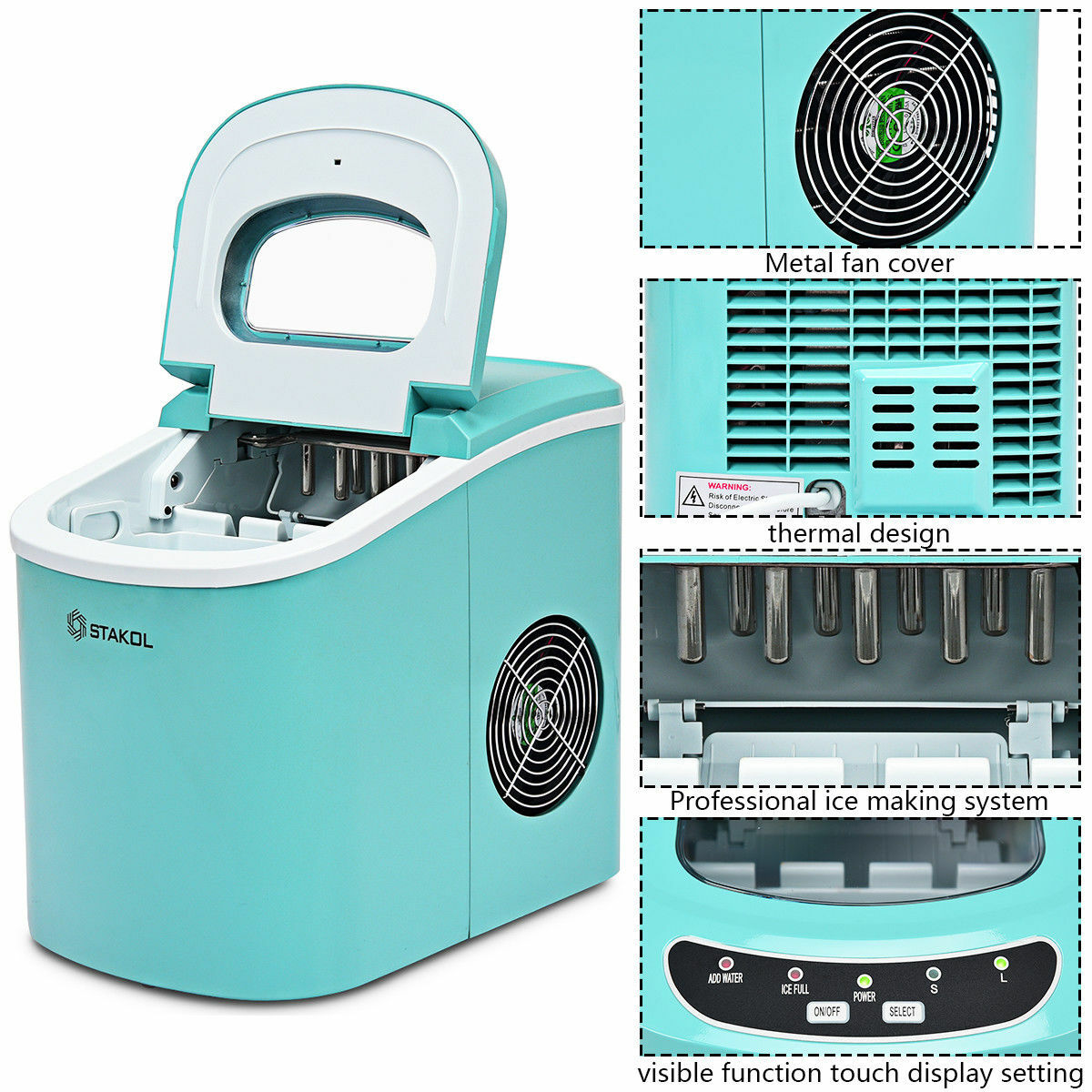 Portable Compact Electric Ice Maker Machine Mini Cube 26 lbs/Day Mint ...