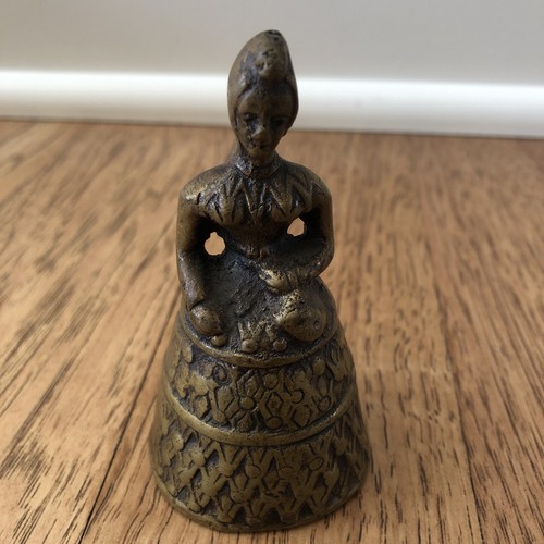 Vintage Brass ~ Hand Bell ~ Maiden Lady ~ Bell Clanger is missing | eBay