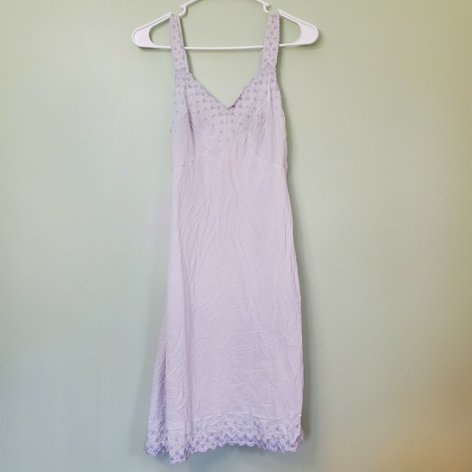 Light Purple Embroidered Gown Nightie Textron Slip Dr… - Gem