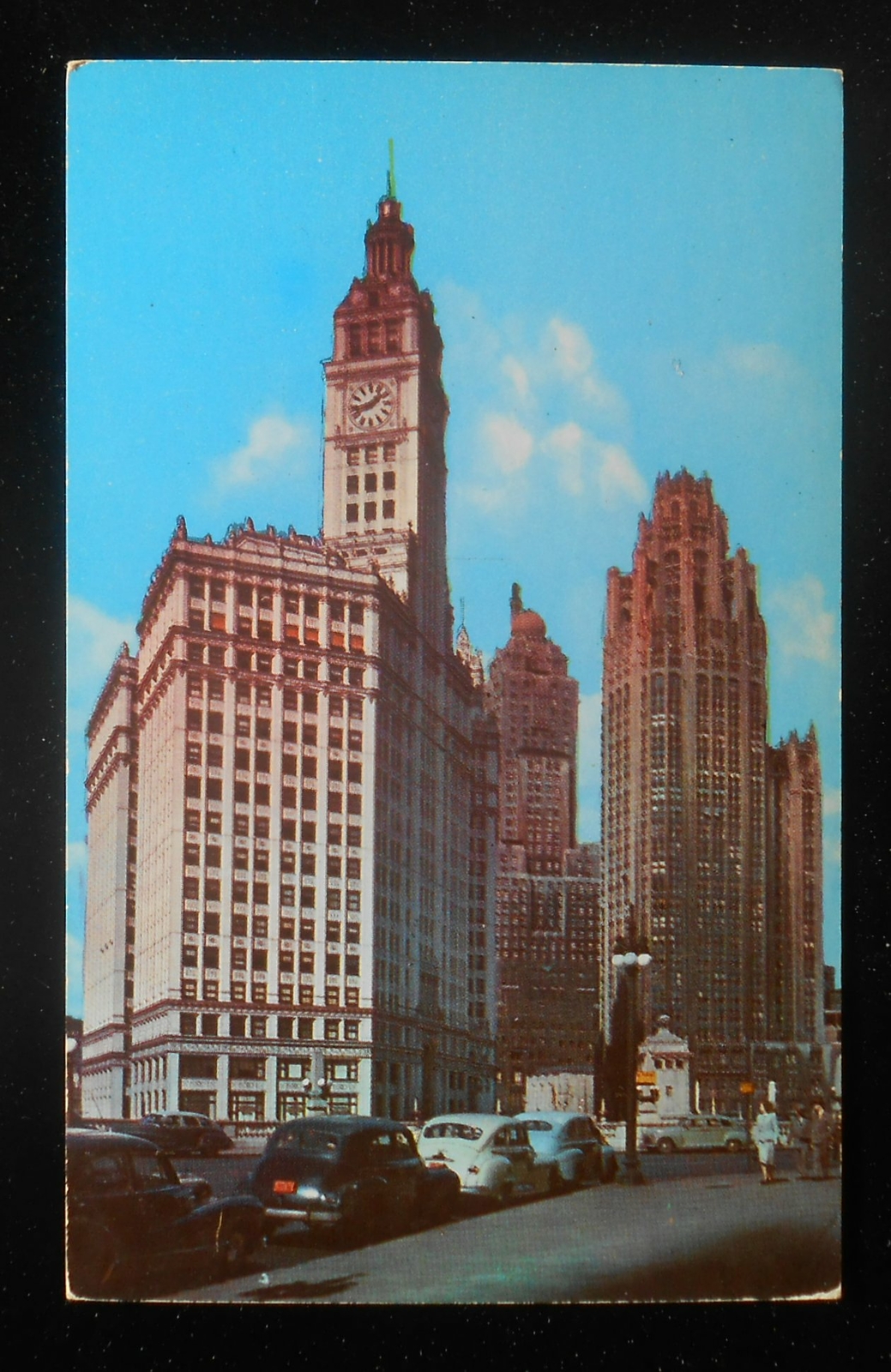1940s Wrigley and Tribune Towers Old Cars Chicago IL Cook Co Postcard ...