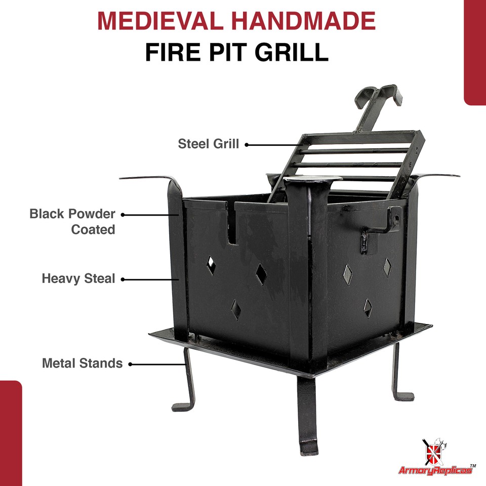 100% Hand Riveted Outdoor Ancient Roman Fire Pit Grill Heavy-Duty ...