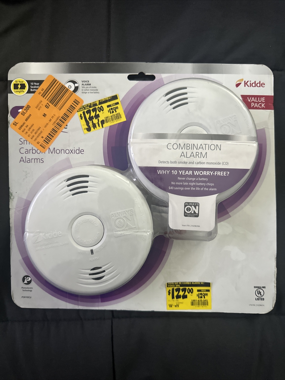 Kidde P3010CU Smoke and Carbon Monoxide Combination Detector - White, 2 ...