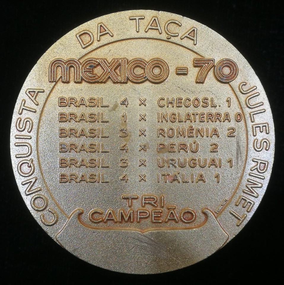MEXICO 1970 WORLD CUP FOOTBALL CHAMPIONSHIP JULES RIMET TO BRAZIL MEDAL ...