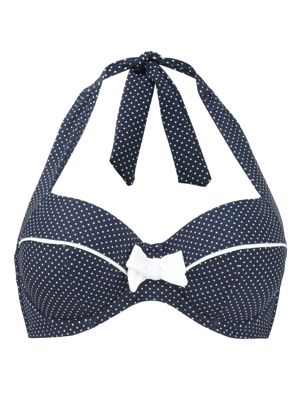 Panache NAVY SPOT Britt Underwire Halter Bikini Swim Top, US 30DD/E, UK ...