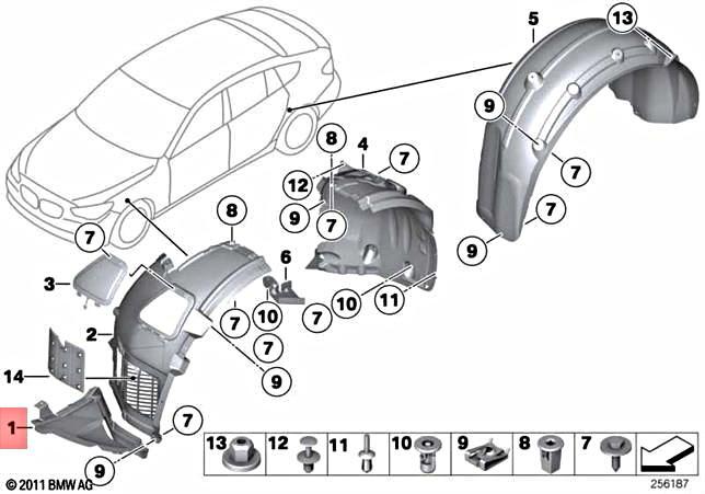 BMW OEM 10-17 550i GT xDrive Fender-Cover Shield Right 51757193494 | eBay