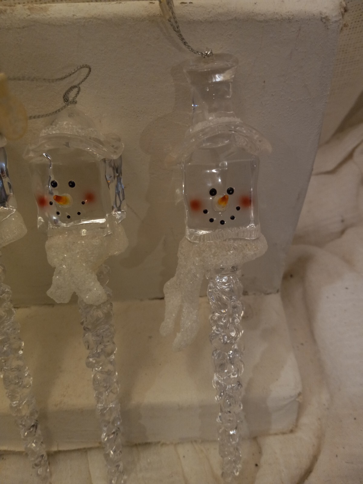 4 Plastic Snowmen Icicle Christmas Tree Ornaments 7 inches long | eBay