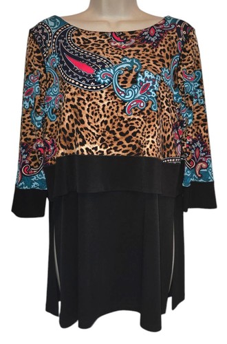 Eva Varro Black Multicolor Stretchy Blouse Top Size Medium | eBay