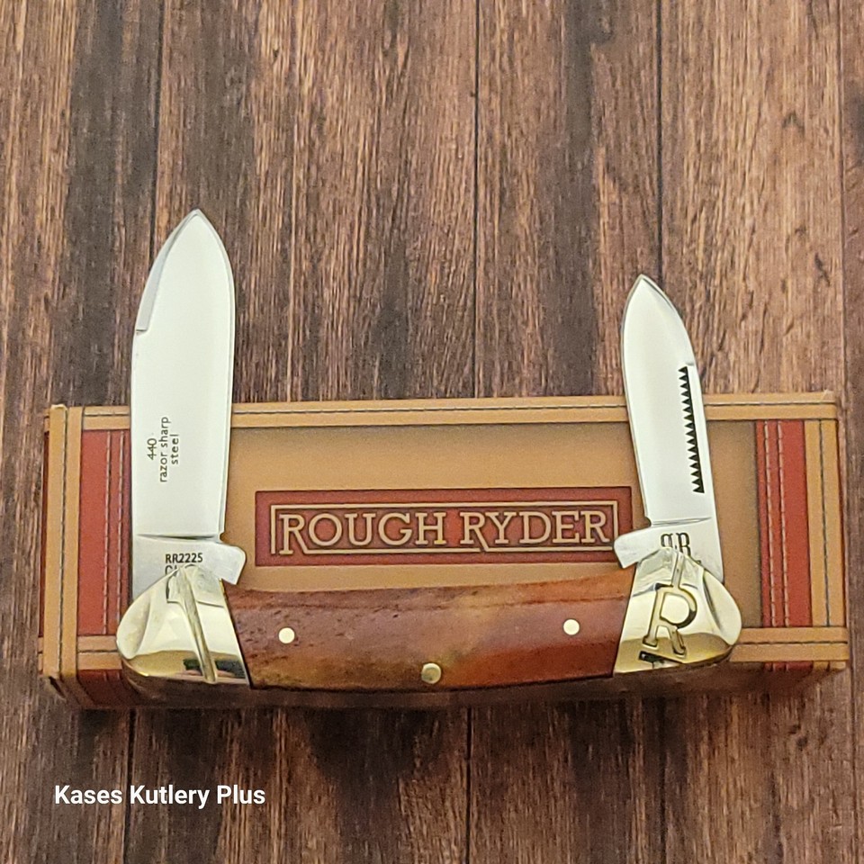 Rough Ryder RR2225 Mini Canoe Knife Smooth Red Bone Handles 440 ...