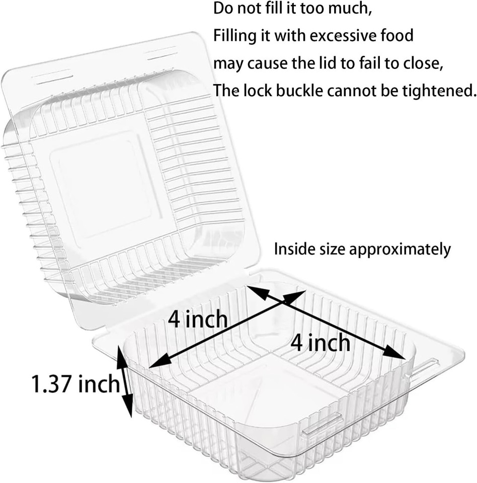 100 Count Clear Plastic Hinged Take Out Containers Clamshell Takeout ...