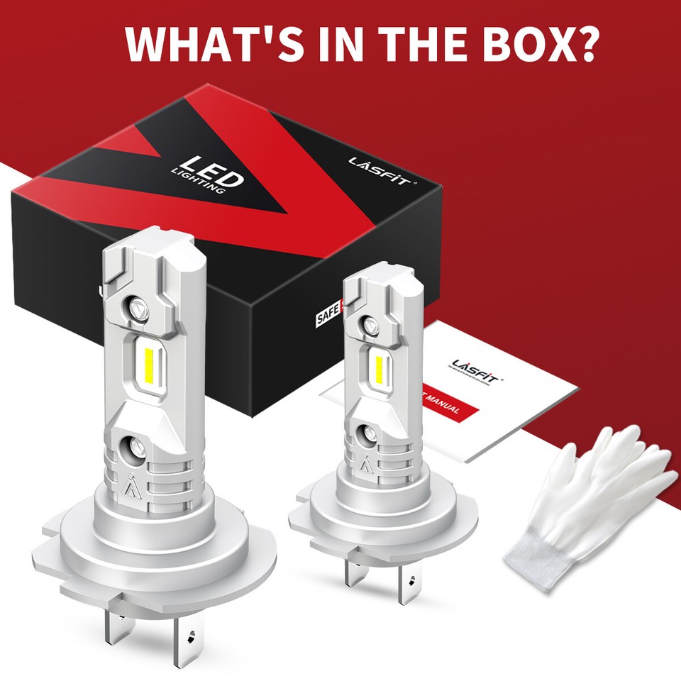 Lasfit LED High/Low Beam Conversion Kit H7 Bulbs Super Bright 6000K ...