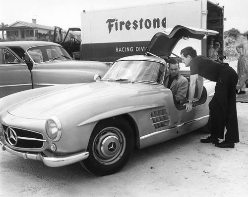Phil Hill & Briggs Cunningham Check Out The Mercedes 300 Nascar Racing ...
