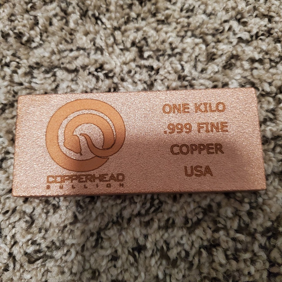 One Kilo (2.25 lb) Copperhead Snake Copper Bar 36 oz .999 Fine Bullion ...