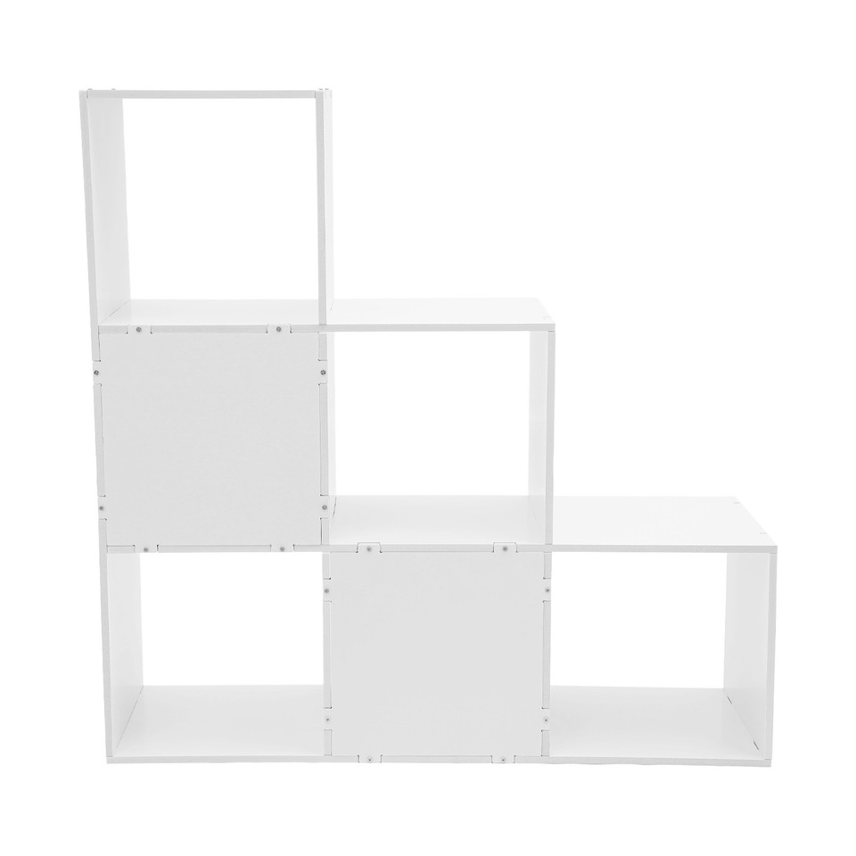 L-Shaped Storage Bookcase 6-cube Stepped Corner Shelf Book Rack for ...