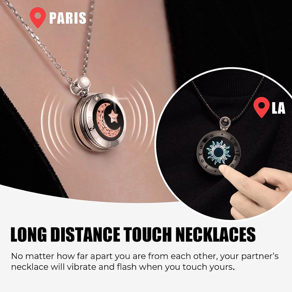 Long Distance Touch Necklace| Vibration & Light up Smart Necklace for ...