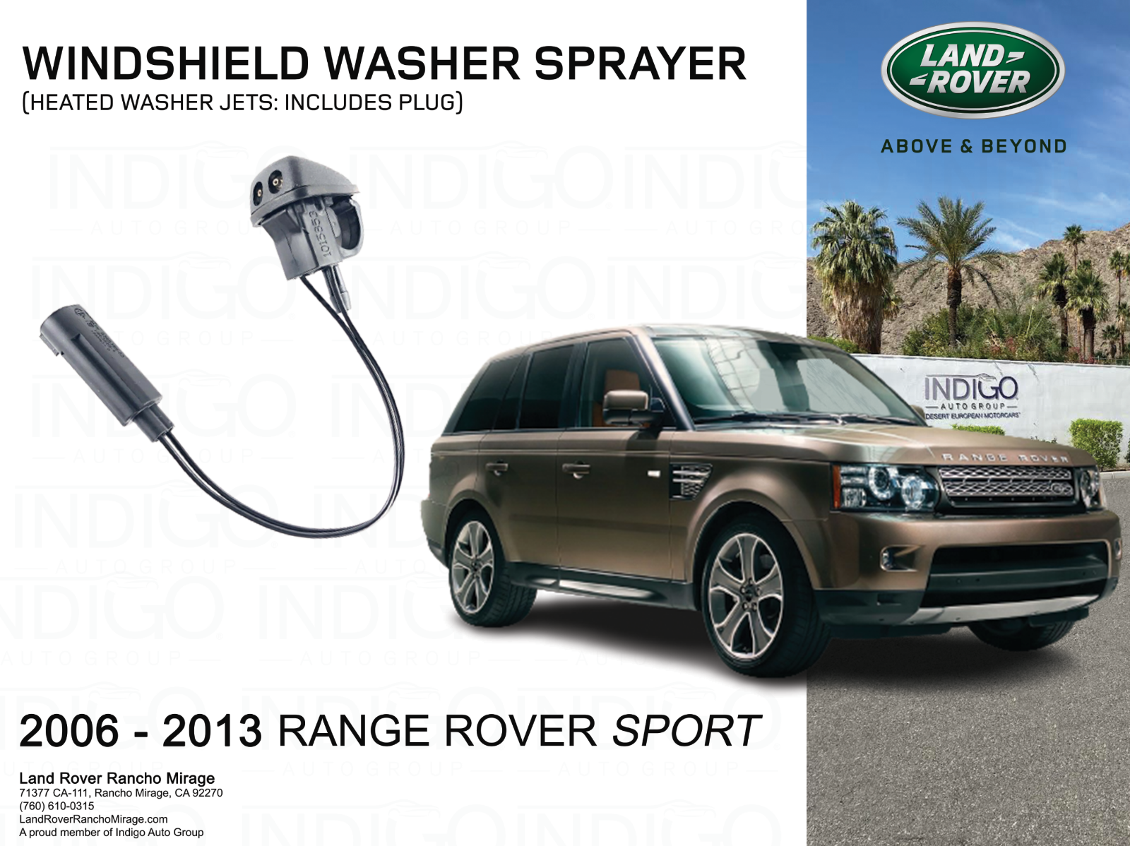 2006 - 2013 Range Rover Sport Windshield Washer Jet HEATED Genuine ...