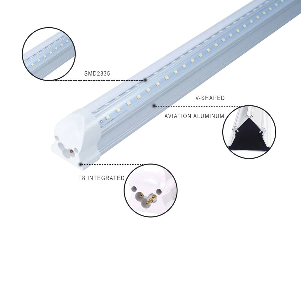 T8 8FT integrated LED Tube Light Bulbs 100W 8 foot LED Shop Light 6000K ...