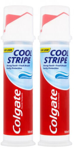 2 COLGATE COOL STRIPE Cavity Protection Pump Toothpaste 100ml 3.4fl. oz ...