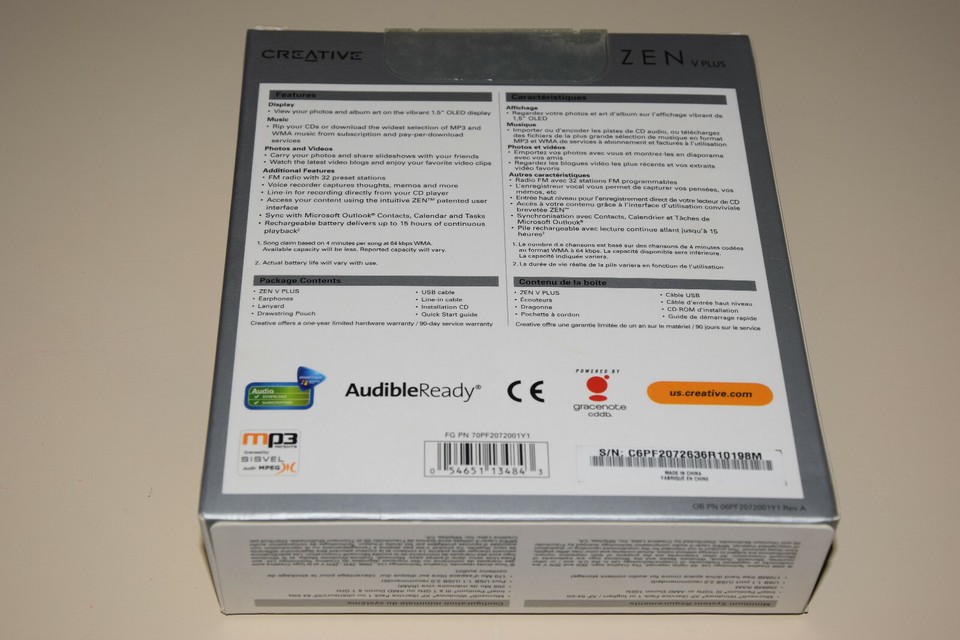 Creative ZEN V Plus Black/Blue 4GB Digital Media MP3 Player Rare ...