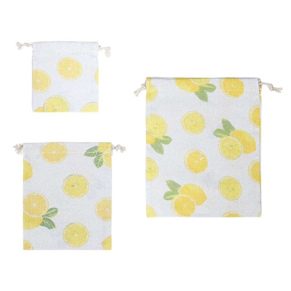 3 Pcs Everyday Makeup Bag Draw String Pouch Lemon Design Drawstring ...