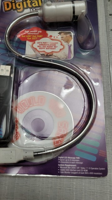 Deluxe Digital LED Message Fan USB 11 LEDs to Display up to 20 ...