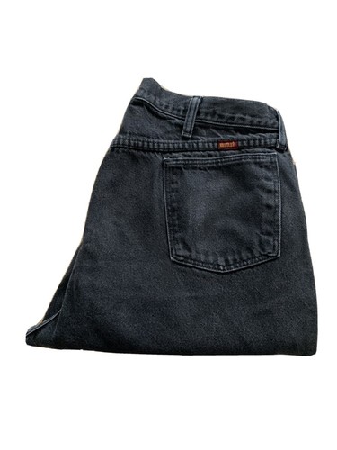 Wrangler Rustler Regular Fit Straight Leg Black Denim Work Jeans Men's ...