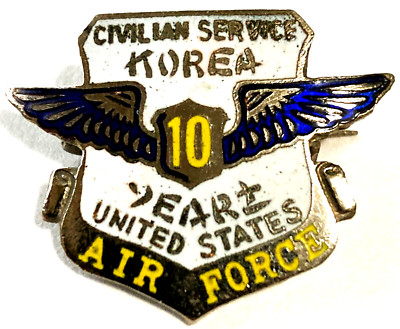 US Air Force Korean Years of Civilian Service Crest DI / DUI Pin: 10 ...