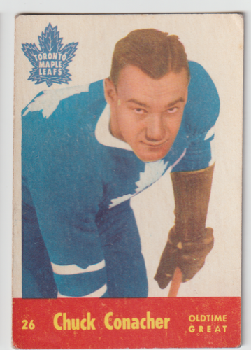 1955-56 Parkhurst # 26 Chuck Conacher OTG Old Time Great TORONTO MAPLE ...