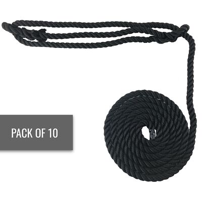 10 x 16mm Black Nylon Plain Show Rope Halter x 8ft, Cow Sheep Horse ...