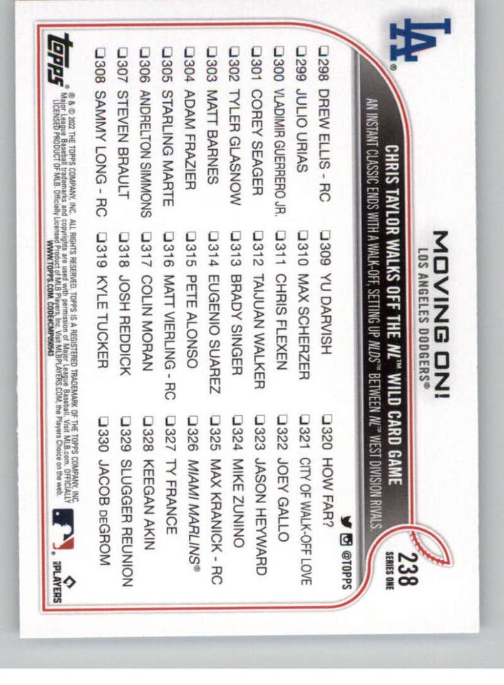 Chris Taylor 2022 Topps Factory Sets All-Star Game #238 MLB Dodgers ID ...