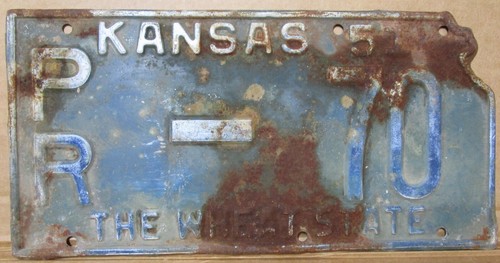 Vintage 1951 Kansas Car Tag - License Plate - ( PR - 70 ) - PRATT ...