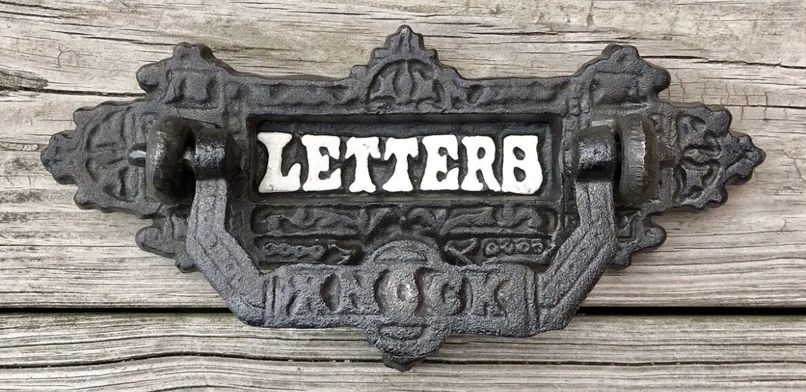 Front Door “LETTERS” Letter & Mail Slot Vintage Cast Iron Door “Knock ...