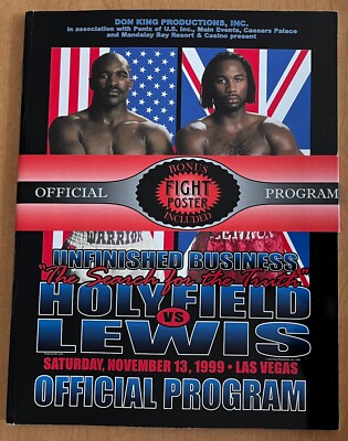 Holyfield - Lewis Boxing Program & Poster 11-13-99 Unfinished Business ...