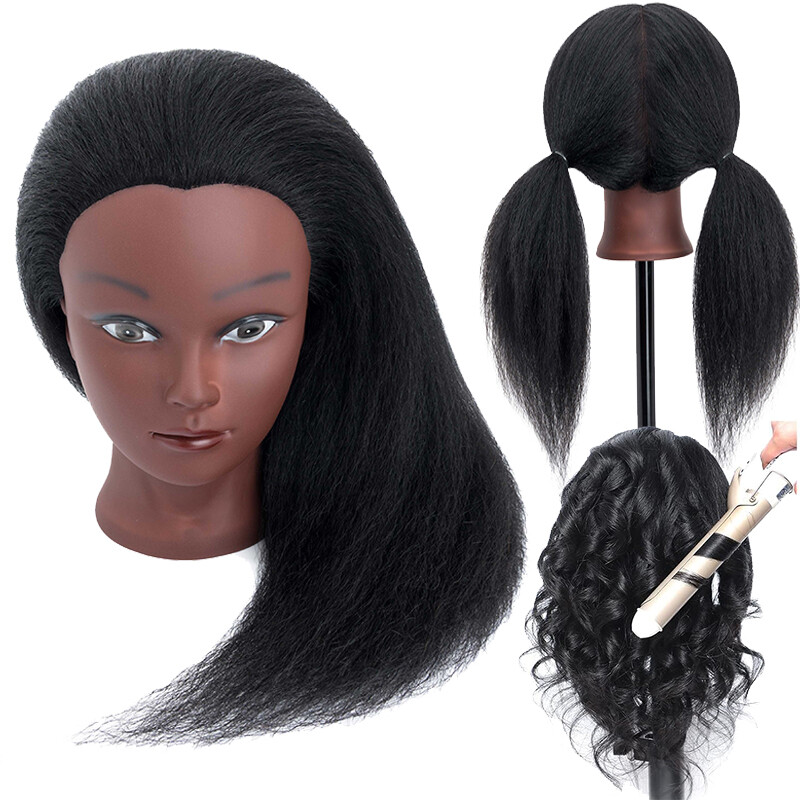 100% Real Human Hair Mannequin Head Practice Styling Training Manikin ...