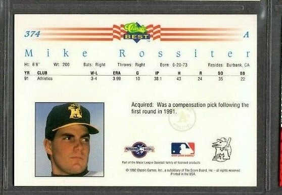 1992 Classic #374 Mike Rossiter Madison Muskies Baseball Signed ...