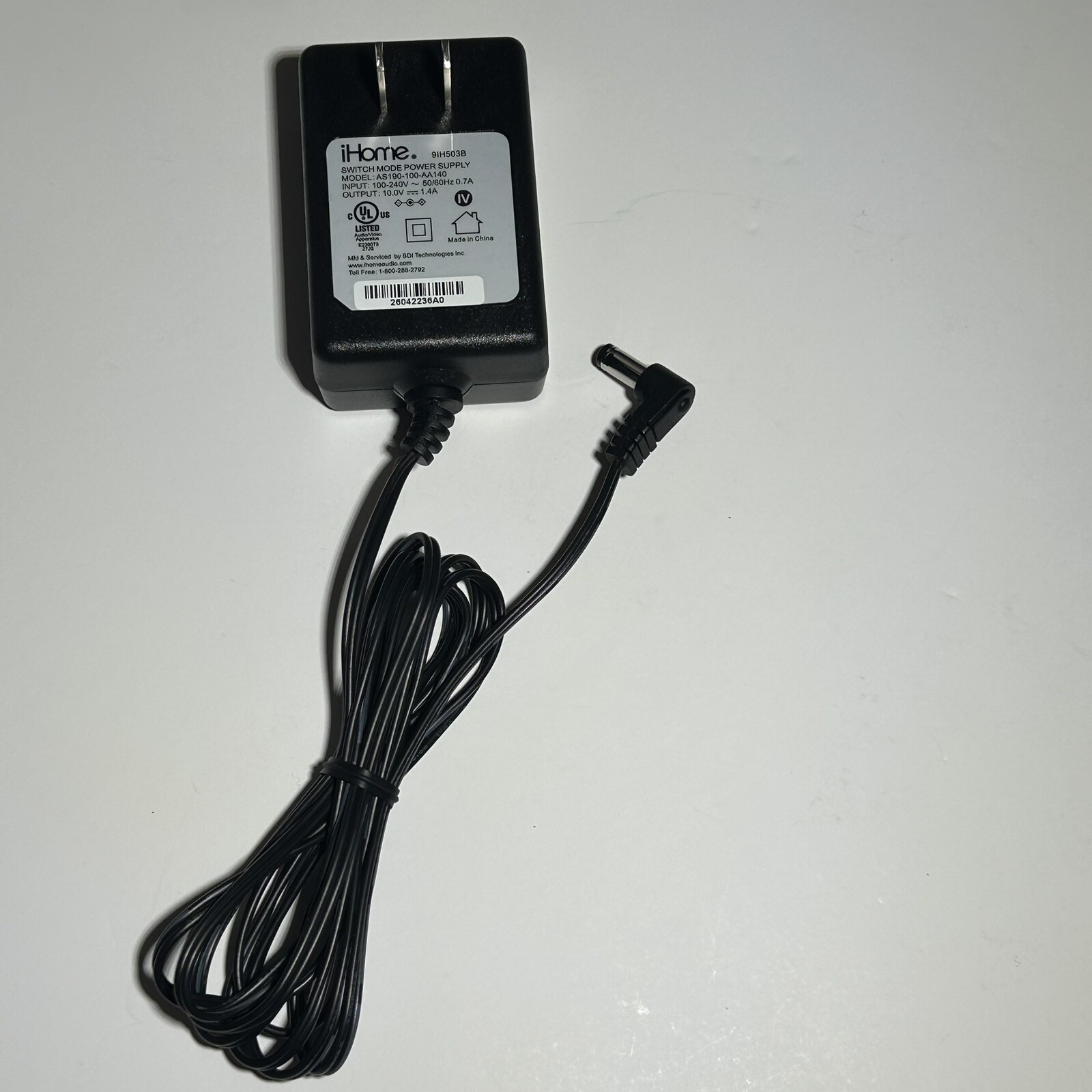 iHome Switch Mode Power Supply 9IH503B Model AS190-100-AA140 10V 1.4A ...