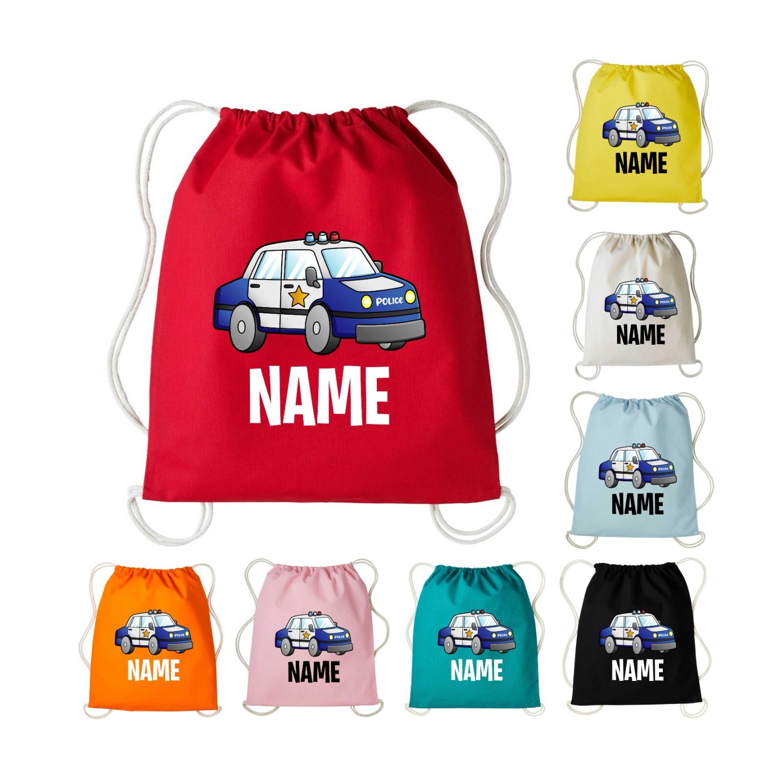 Back to School Police Car PE Bag Personalised Name Gym School Unisex ...