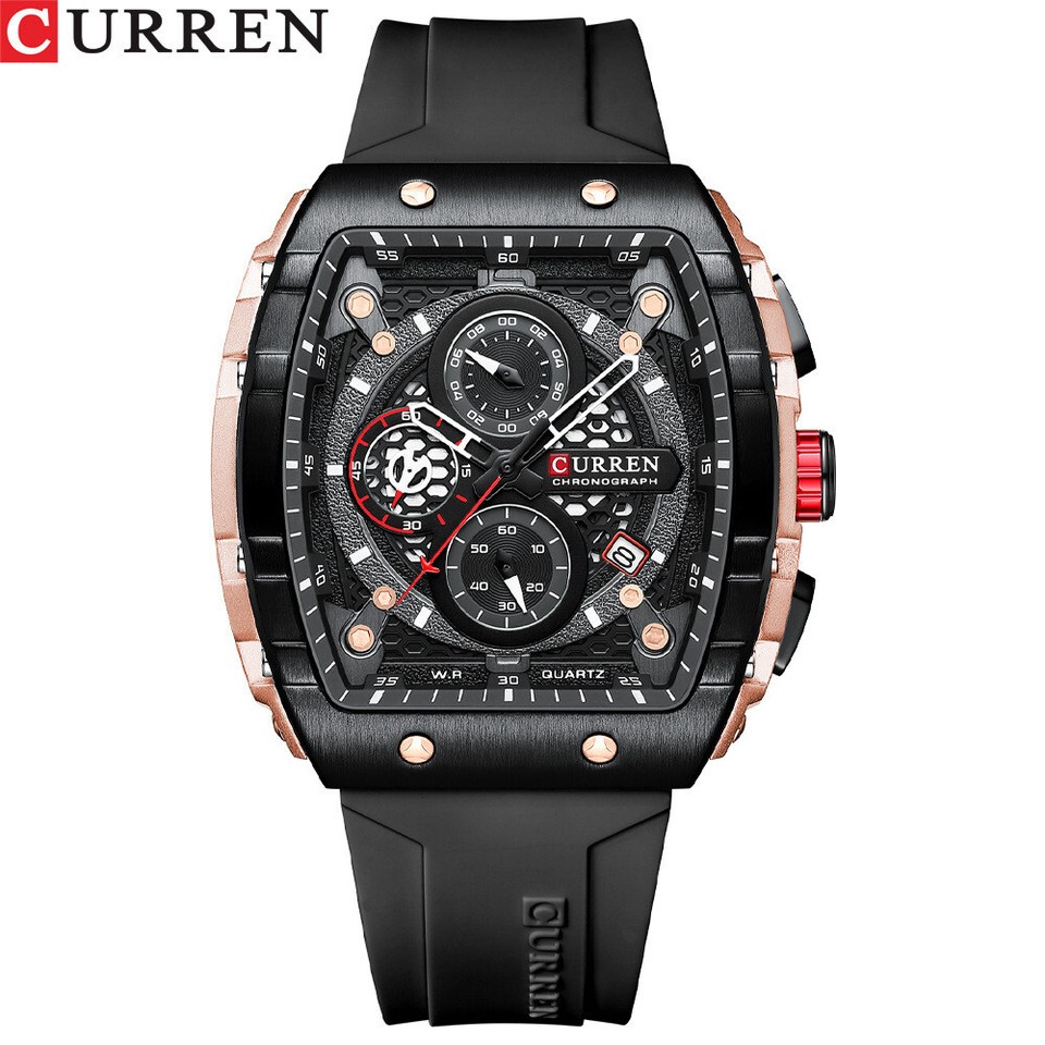 CURREN Men Rectangle Watch Fashion Chronograph Wristwatch Boy Girl ...