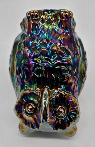 Fenton Iridescent Amythest Oil Slick Carnival Art Glass Owl 6½" | eBay