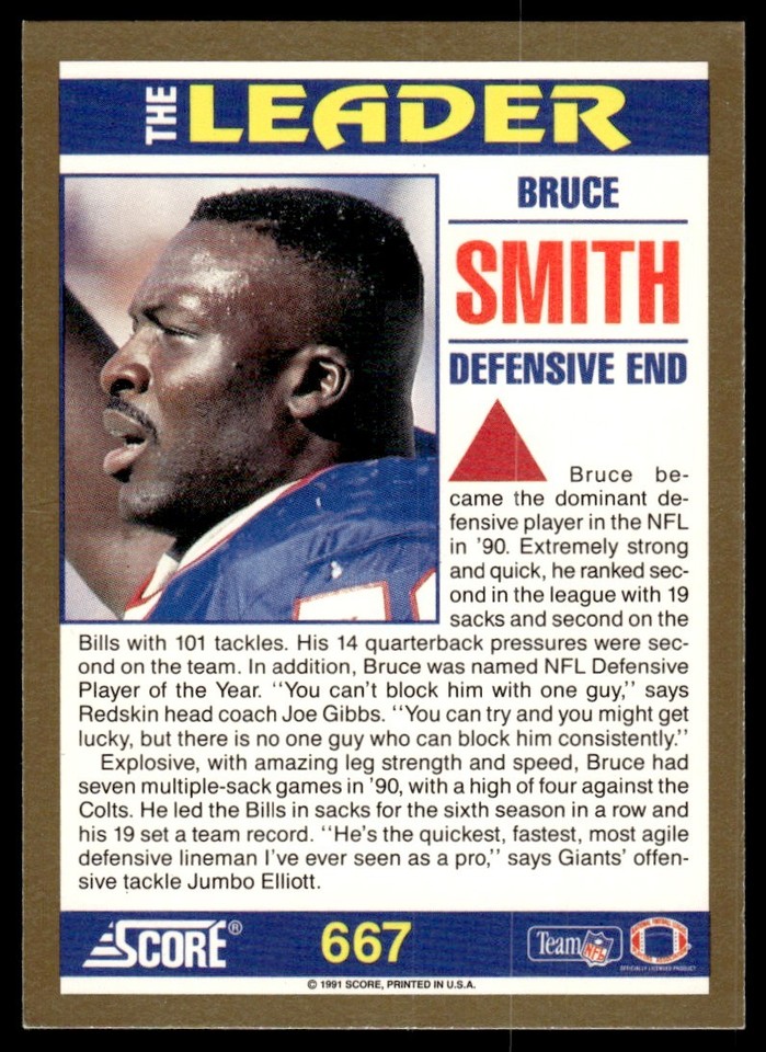 1991 Score The Leader Bruce Smith Buffalo Bills #667 | eBay