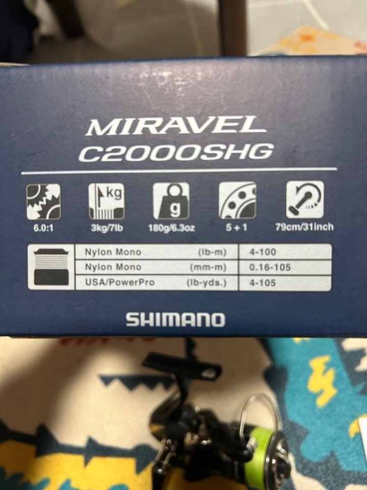 SHIMANO MIRAVEL C2000SHG Spinning Reel Excellent Condition Fishing Gear ...