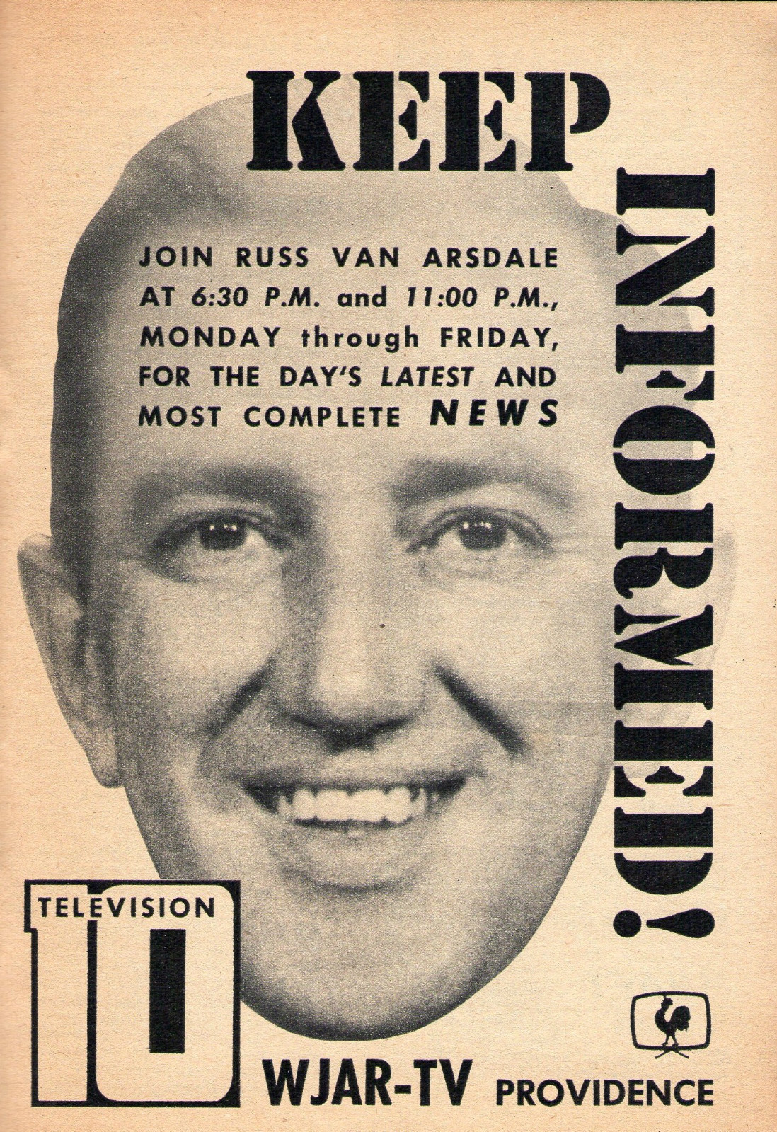 1959 WJAR tv ad ~ News w RUSS VAN ARSDALE In Providence,Rhode Island | eBay