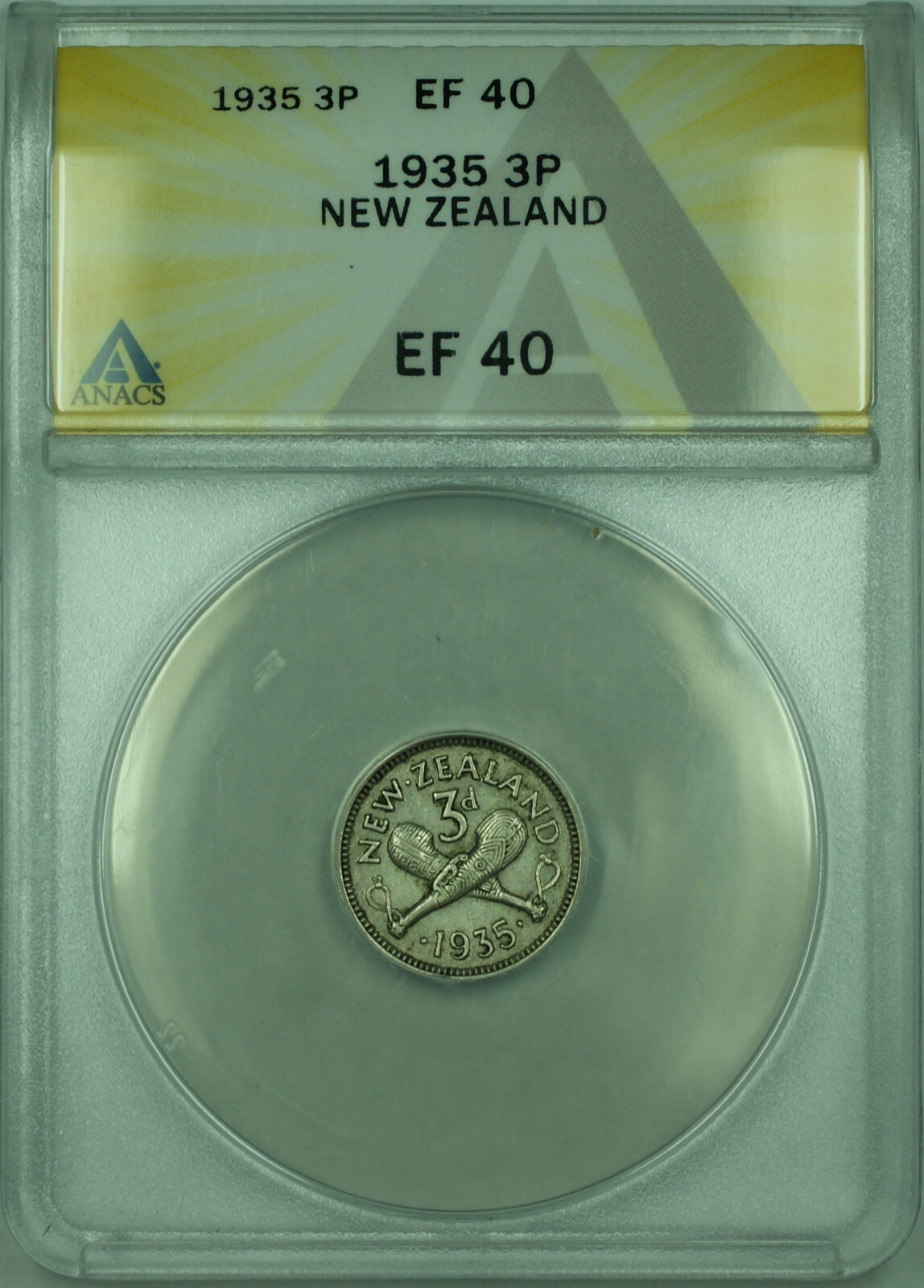 1935 3P New Zealand ANACS EF 40 3 Pence Silver Coin KM#1 | eBay
