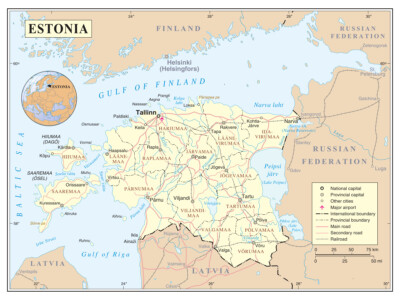 Estonia Political Administrative Province Road Highway Rail City ...