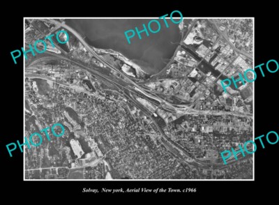 OLD POSTCARD SIZE PHOTO SOLVAY NEW YORK AERIAL VIEW OF THE TOWN c1966 ...