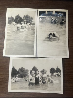 3 Photos 1938 Price's Run Pool, Wilmington, DE ~ Men & Women, Bathing ...