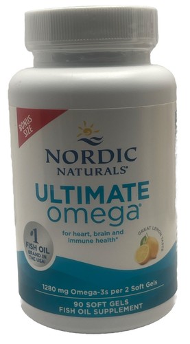Nordic Naturals Ultimate Omega 90 softgels Lemon Flavor 1280 mg Omega-3 ...