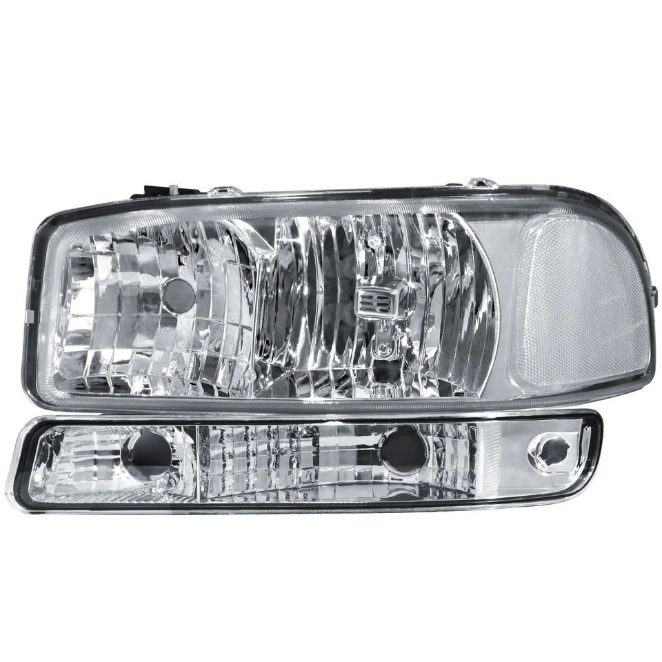 Pair Headlights Clear Lens & Corner For 99-07 GMC Sierra Yukon 1500 ...