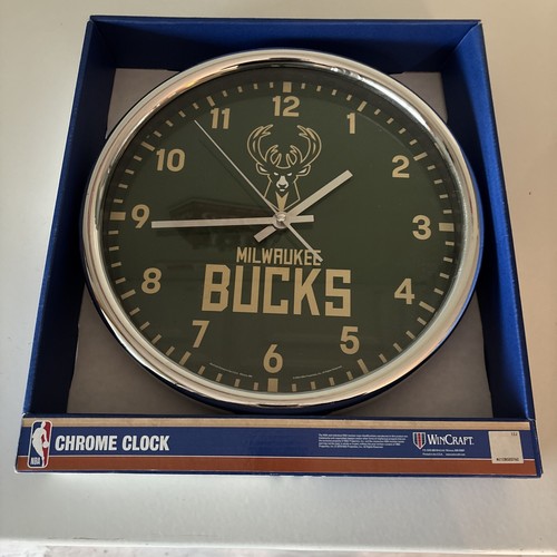 Milwaukee Bucks Wincraft Chrome Clock 12 Inches New NBA Wall Clock | eBay