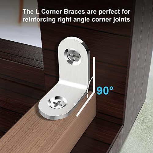 50PCS L Brackets Corner Brace, Heavy Duty Small Brackets, Stainless ...